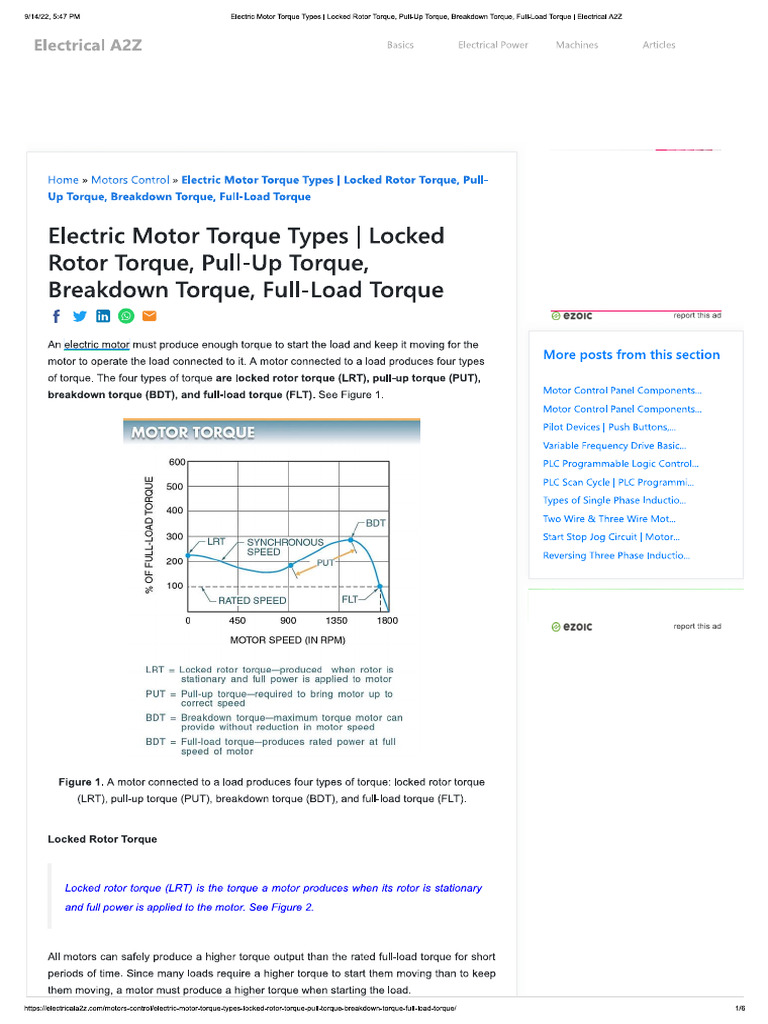 Electric Motor Torque Types - Locked | PDF