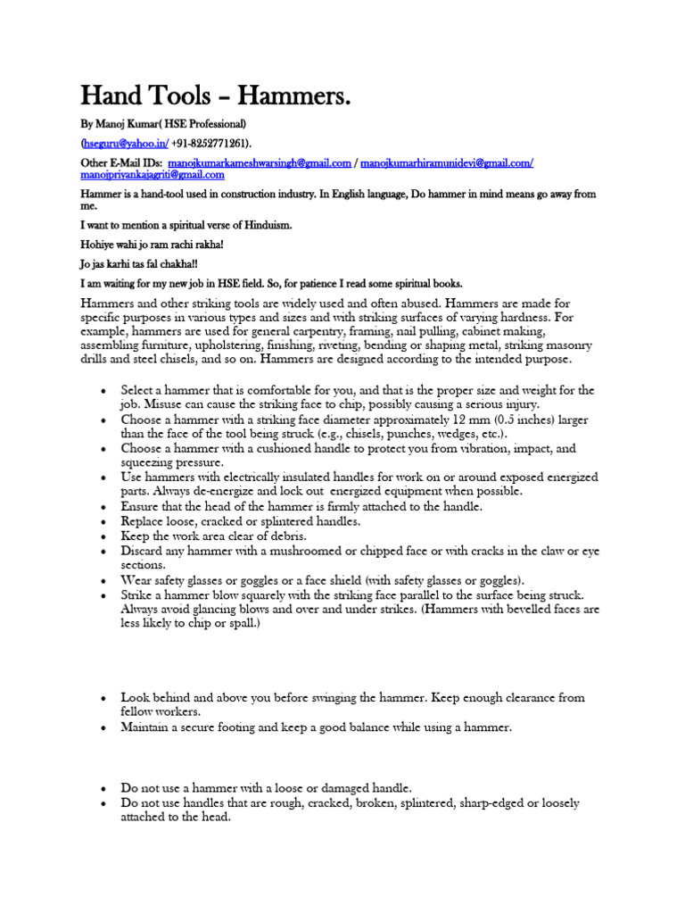 Hammering | PDF | Hammer | Tools