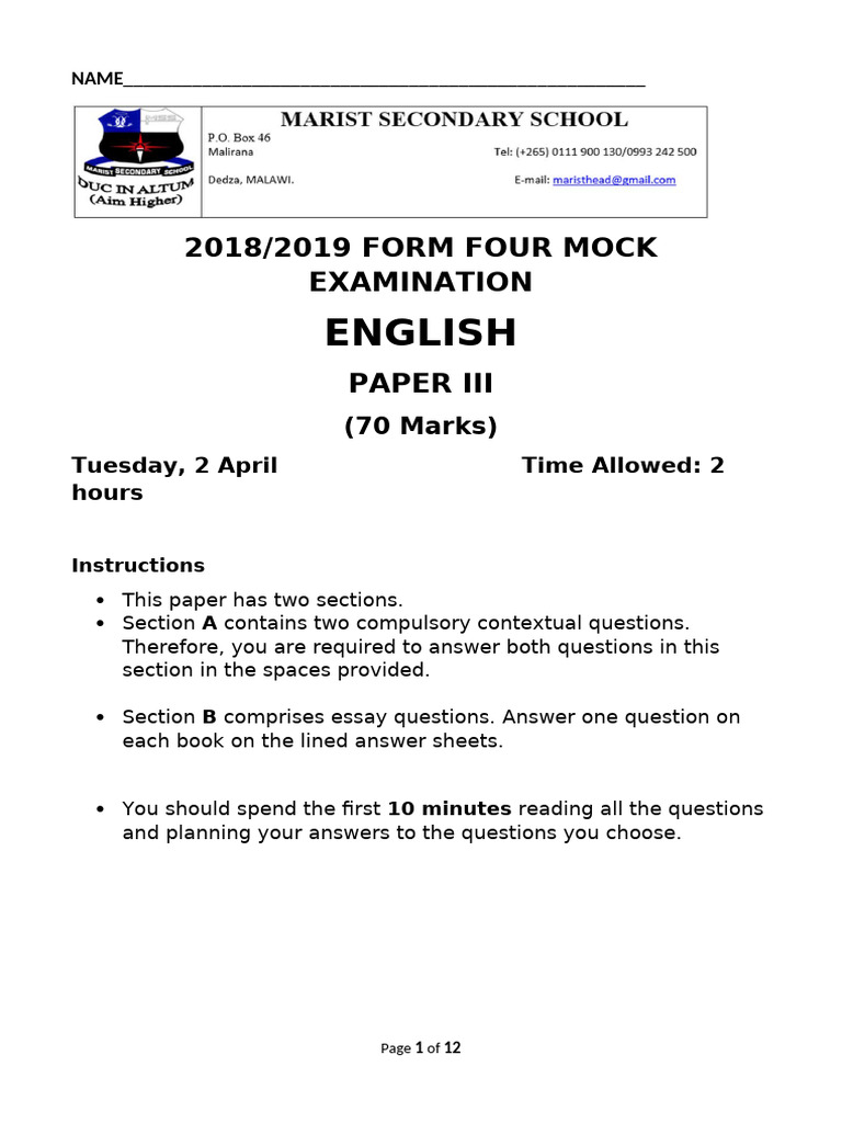 English Paper Iii | PDF