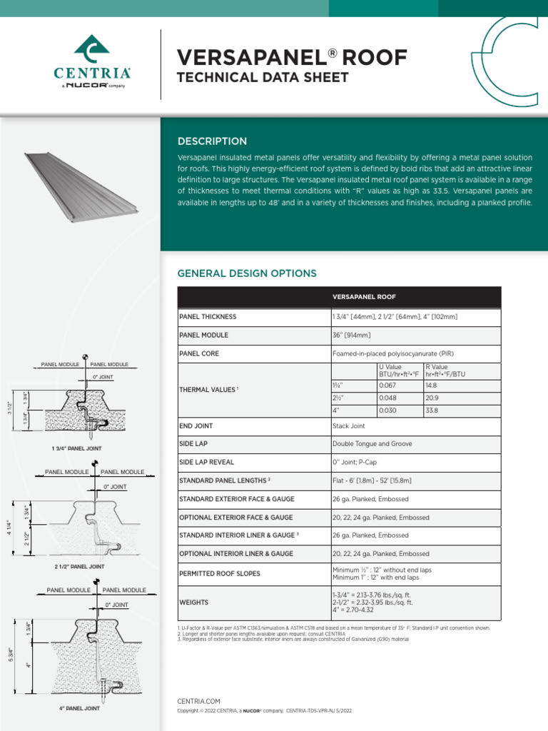 Versapanel Roof Tech Sheet PDF | PDF | Civil Engineering | Building ...
