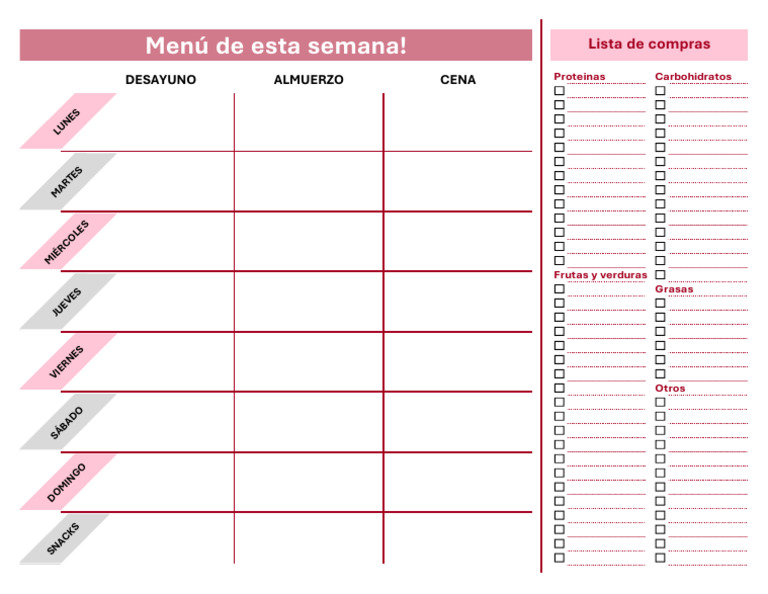Menu Semanal Excel | PDF