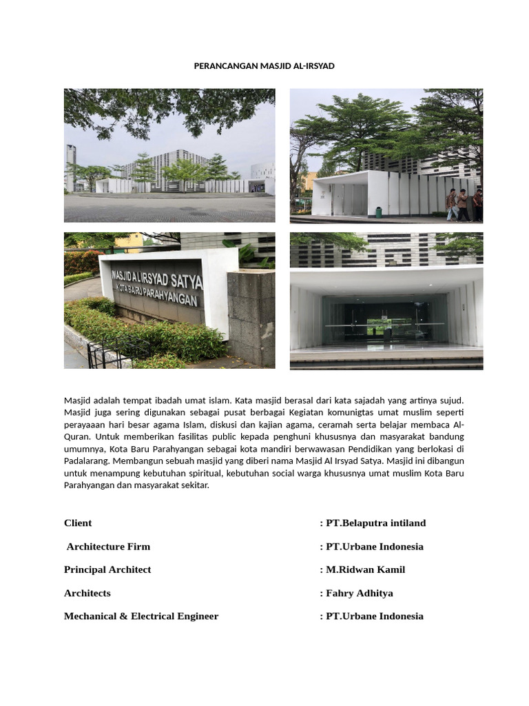 Perancangan Masjid Al-Irsyad | PDF
