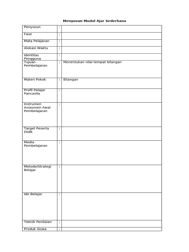 Template Modul Ajar | PDF | Pengembangan Diri