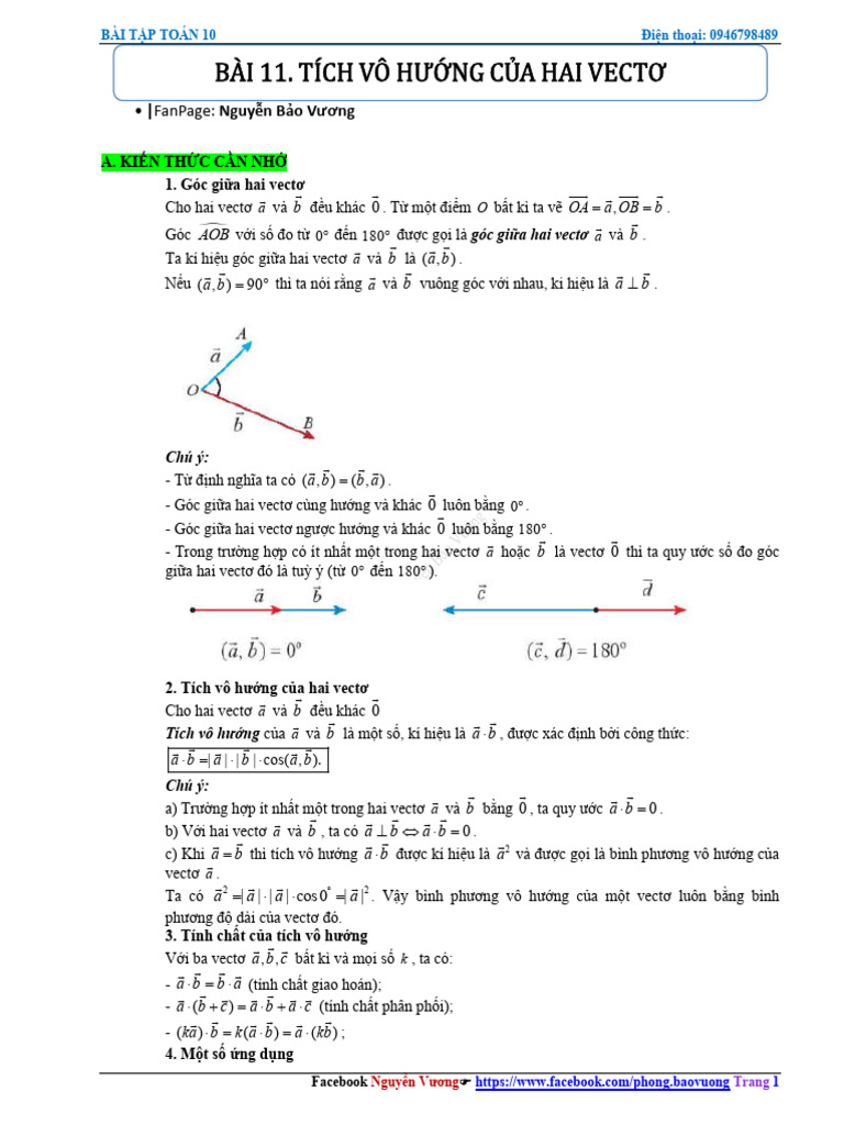 Bài 11. Tích Vô Hư NG C A Hai Vecto | PDF