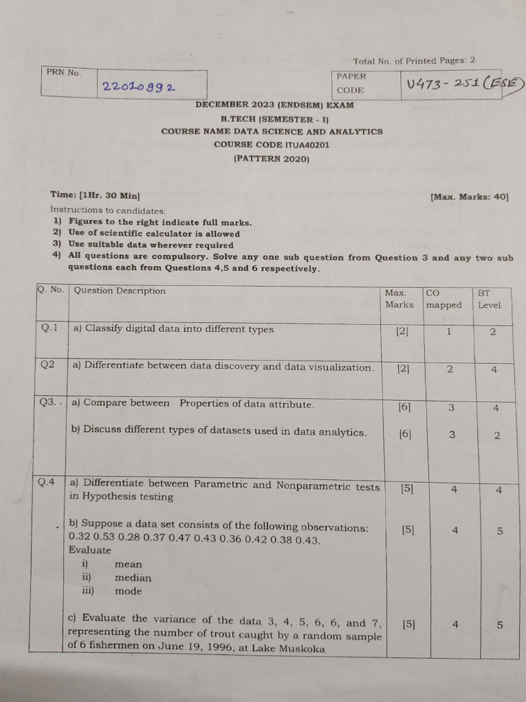 Sem 7-Endsem Paper | PDF | Cryptography | Applied Mathematics
