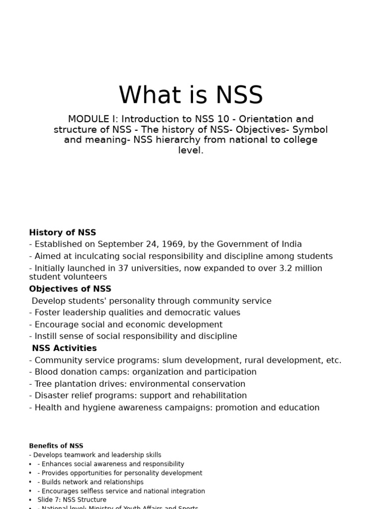 Nss U-1 What Is Nss | PDF
