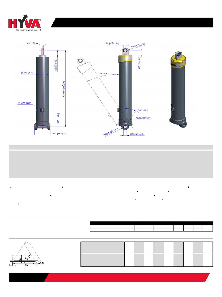 Hydraulic Cylinder Specs Guide | PDF | Technology & Engineering