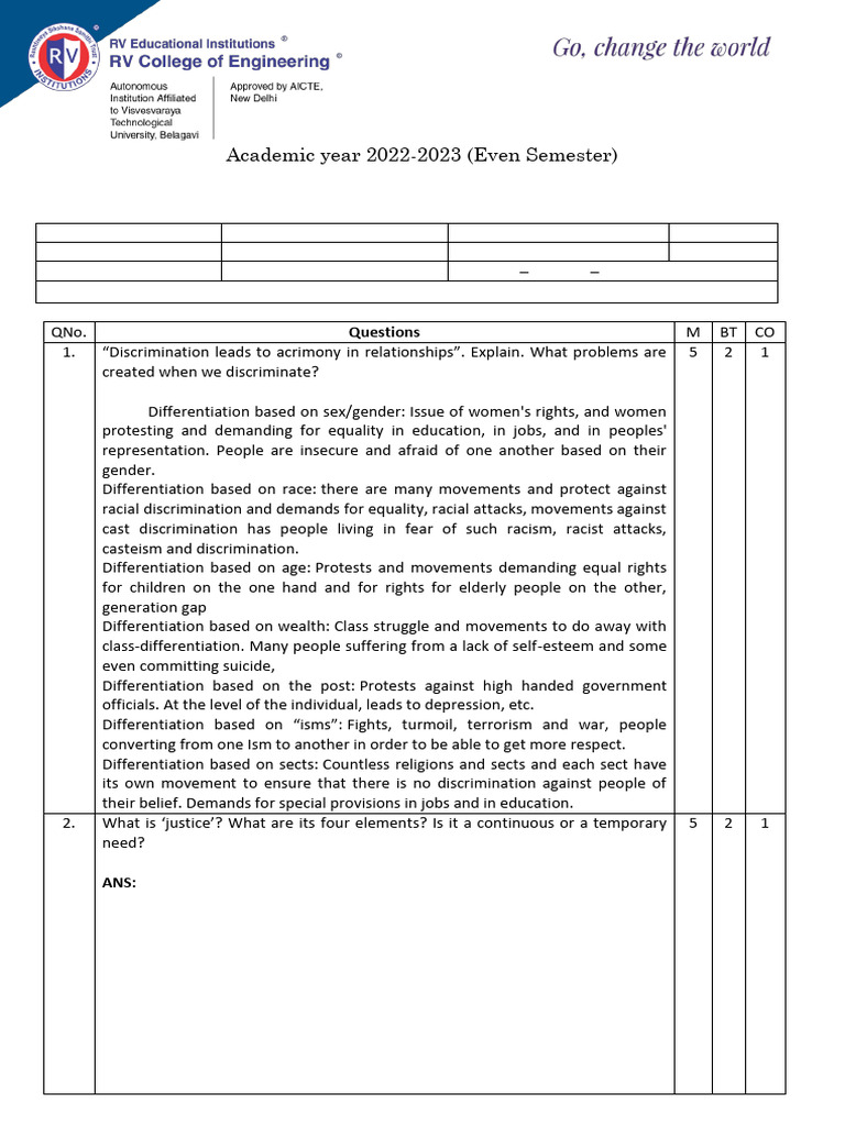 UHV QP-CIE 2 - Scheme & Solution | PDF | Justice | Crime & Violence