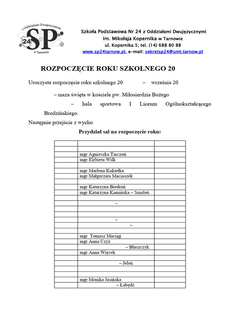 Rozp Roku - Szkol 24 25 | PDF
