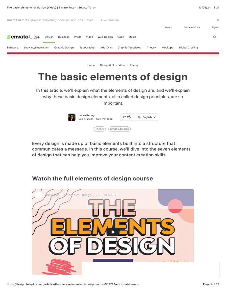 The Basic Elements of Design (Video) - Envato Tuts+ - Envato Tuts+ | PDF | Rgb Color Model | Shape