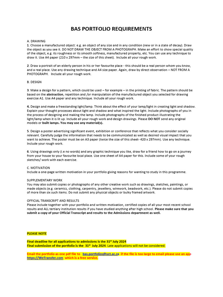 BAS Portfolio Requirements 2025 | PDF | Drawing