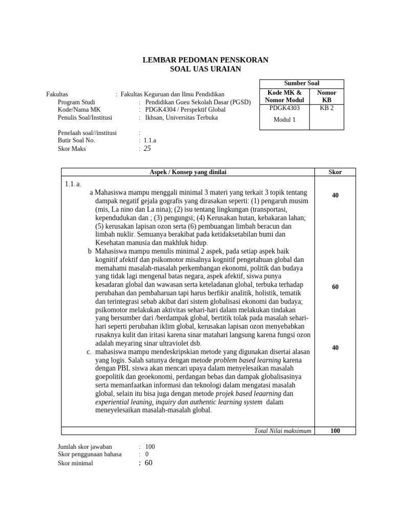 LEMBAR PEDOMAN PENSKORAN Diskusi 2 | PDF | Ilmu Sosial | Sains & Matematika