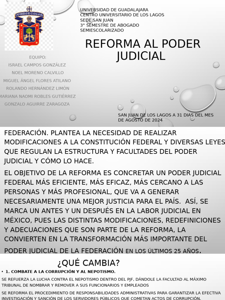 Reforma del Poder Judicial en México | PDF | Separación de poderes ...