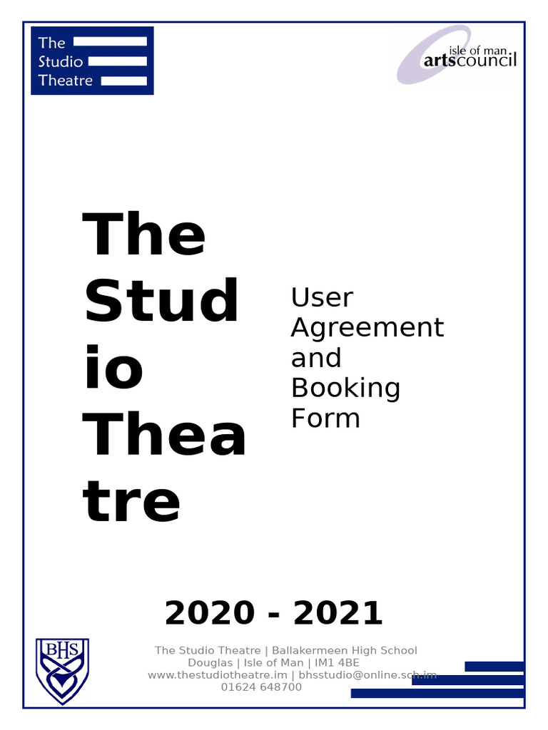 Studio Theatre Booking Form 2020 2021 | PDF | License | Legal Liability