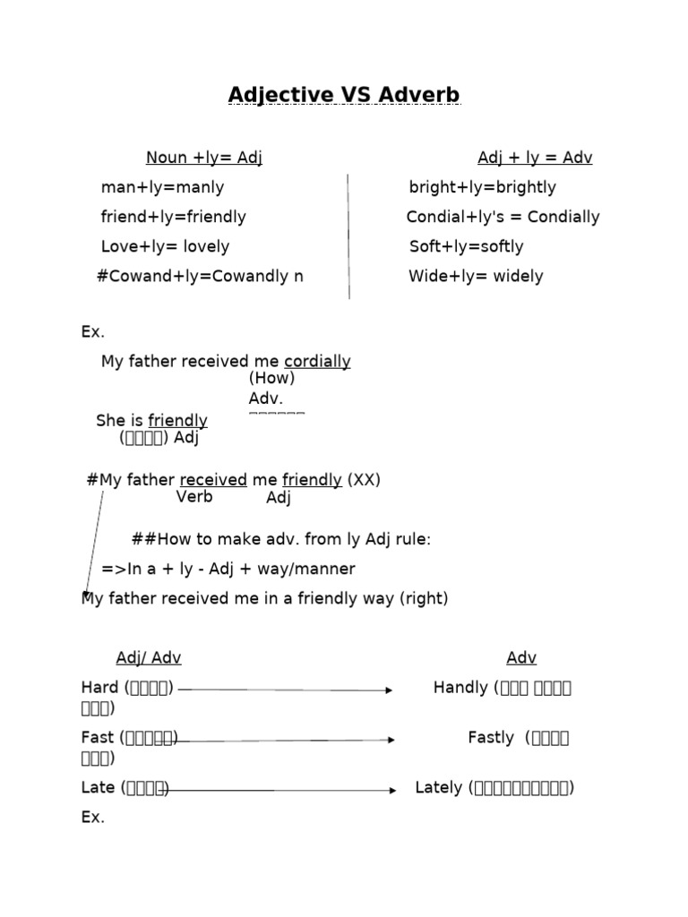 Adjective VS Adverb | PDF | Language Arts & Discipline