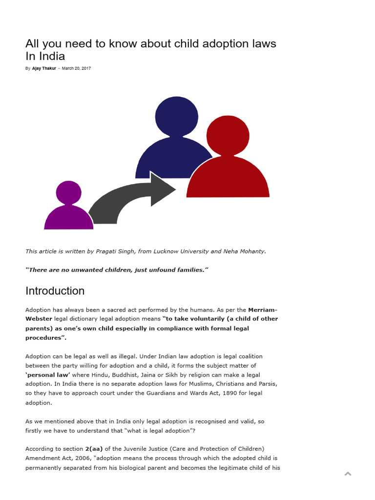 All You Need To Know About Child Adoption Laws in India - Ipleaders ...