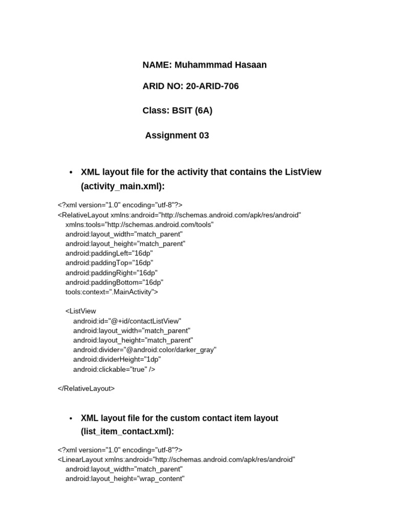 Mad Assignment (20-ARID-706) | PDF | Android (Operating System) | Computing