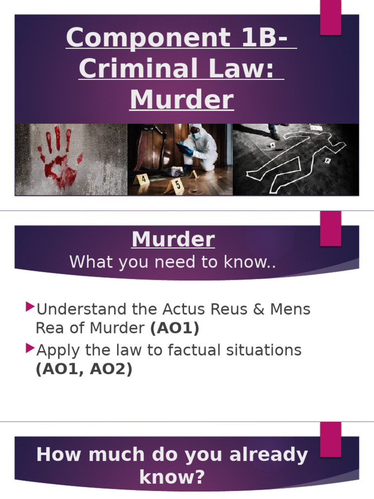 Murder - Student Powerpoint 24 | PDF | Malice Aforethought | Murder