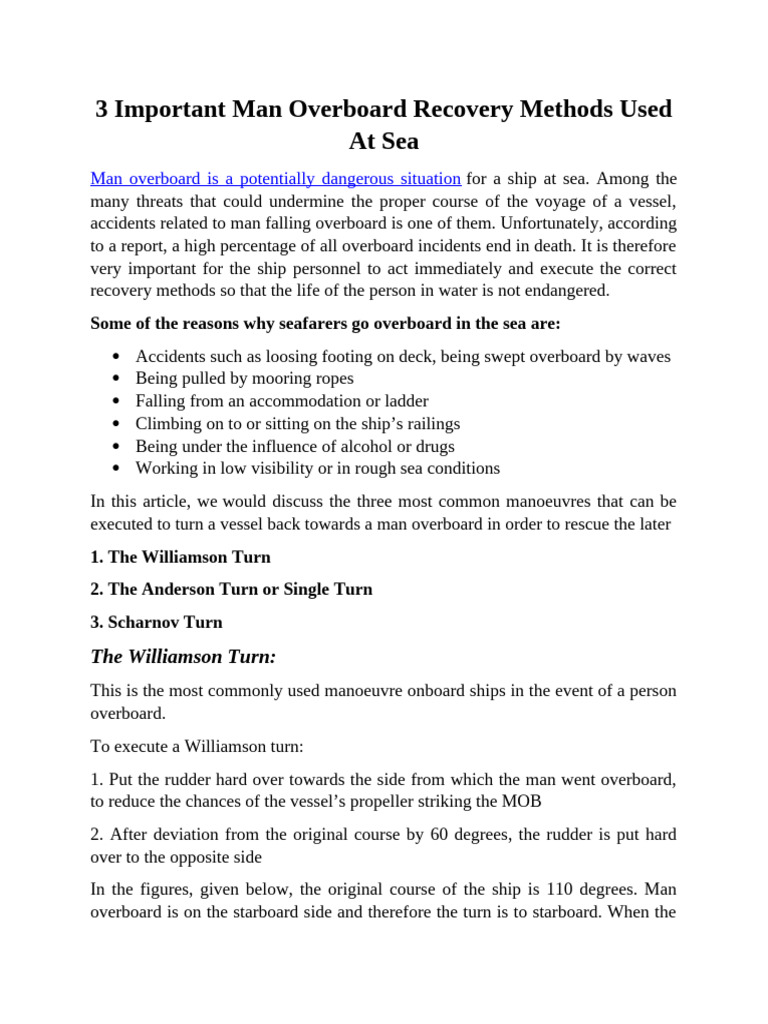 3 Important Man Overboard Recovery Methods Used at Sea | PDF ...