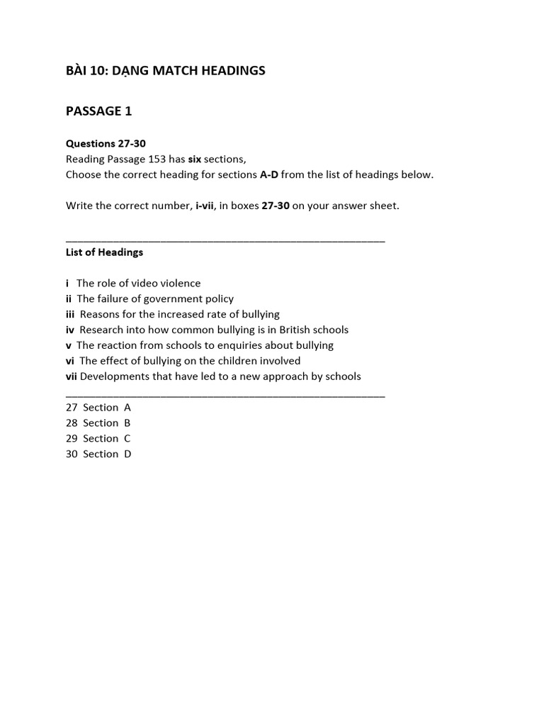 Match Headings Practice Exercise | PDF | Instrument Flight Rules ...