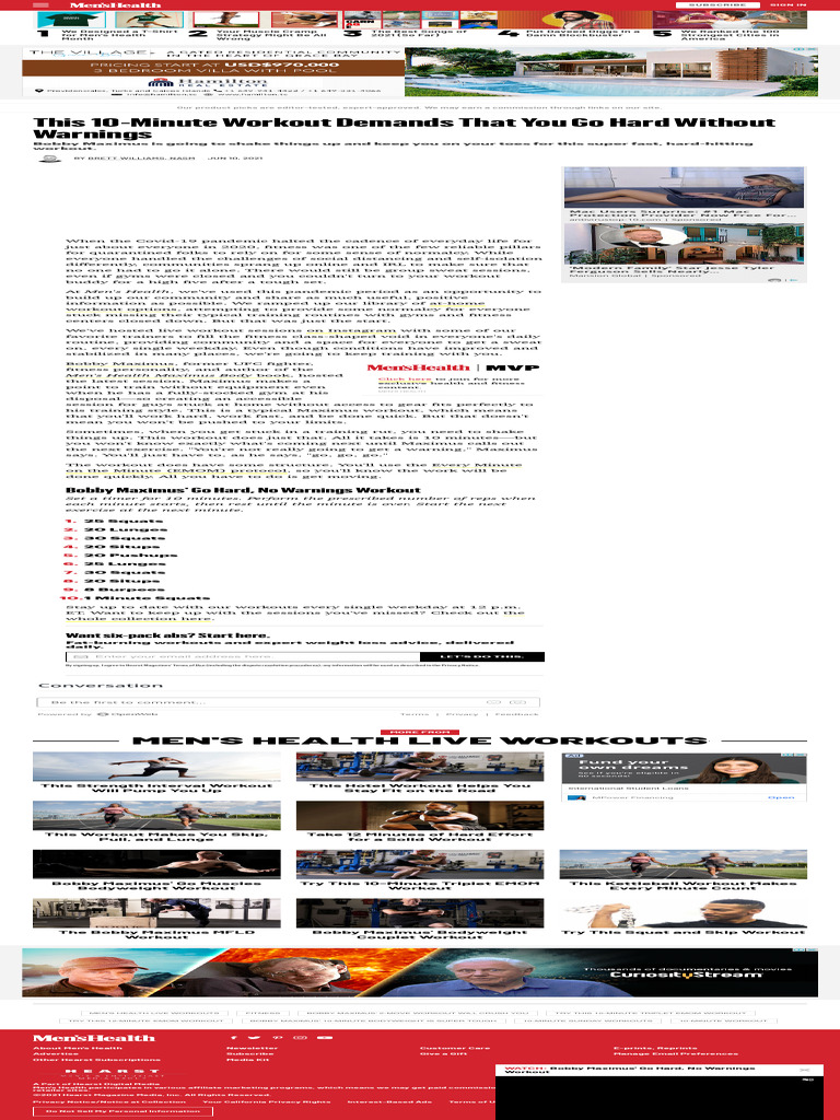 Bobby Maximus' 10-Minute EMOM No-Warning Workout | PDF | Physical ...