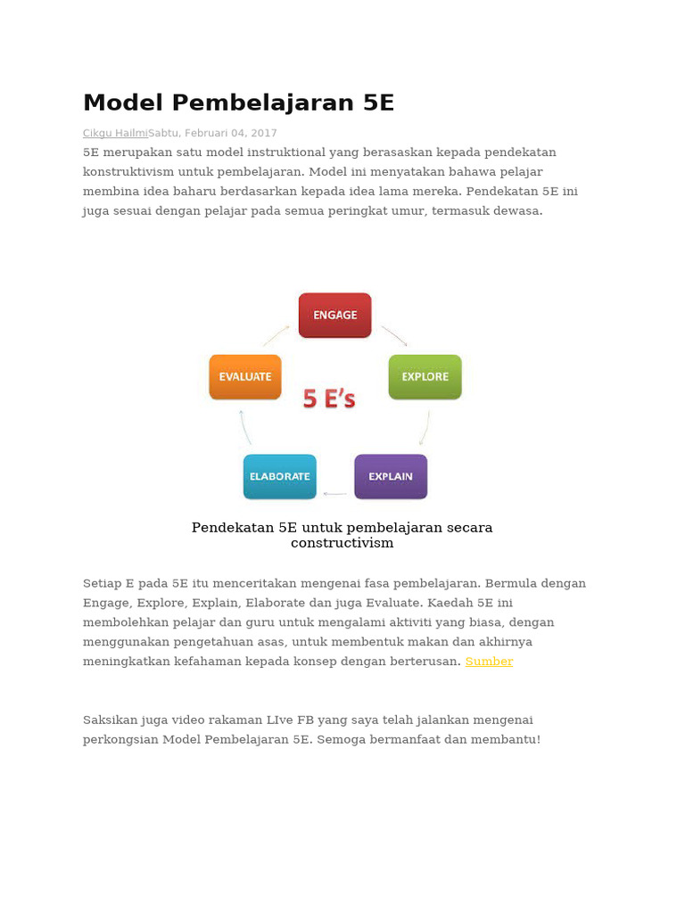 Model Pembelajaran 5E | PDF | Karier & Perkembangan
