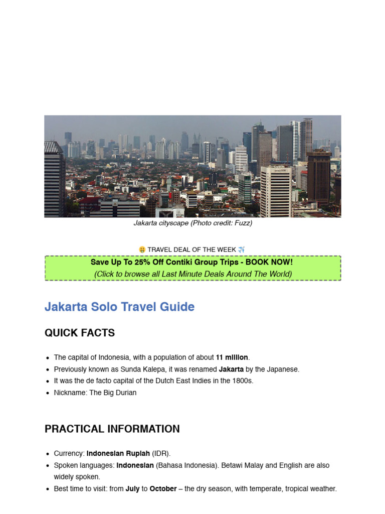 The Ultimate Jakarta Solo Travel Guide - SoloGuides | PDF | Jakarta