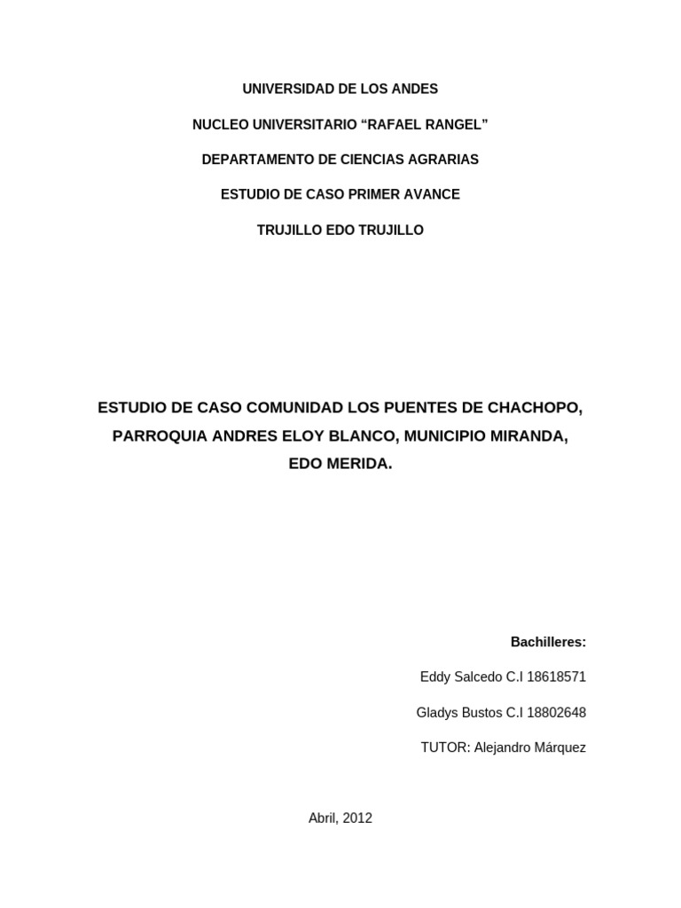 Estudio de C Gladys Tutor Alejandro | PDF | Agricultura | Comunidad