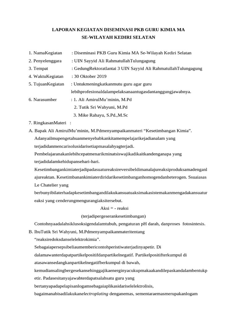 Laporan Kegiatan Diseminasi PKB | PDF