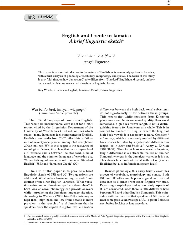 English and Creole in Jamaica | PDF | English Language | Linguistics