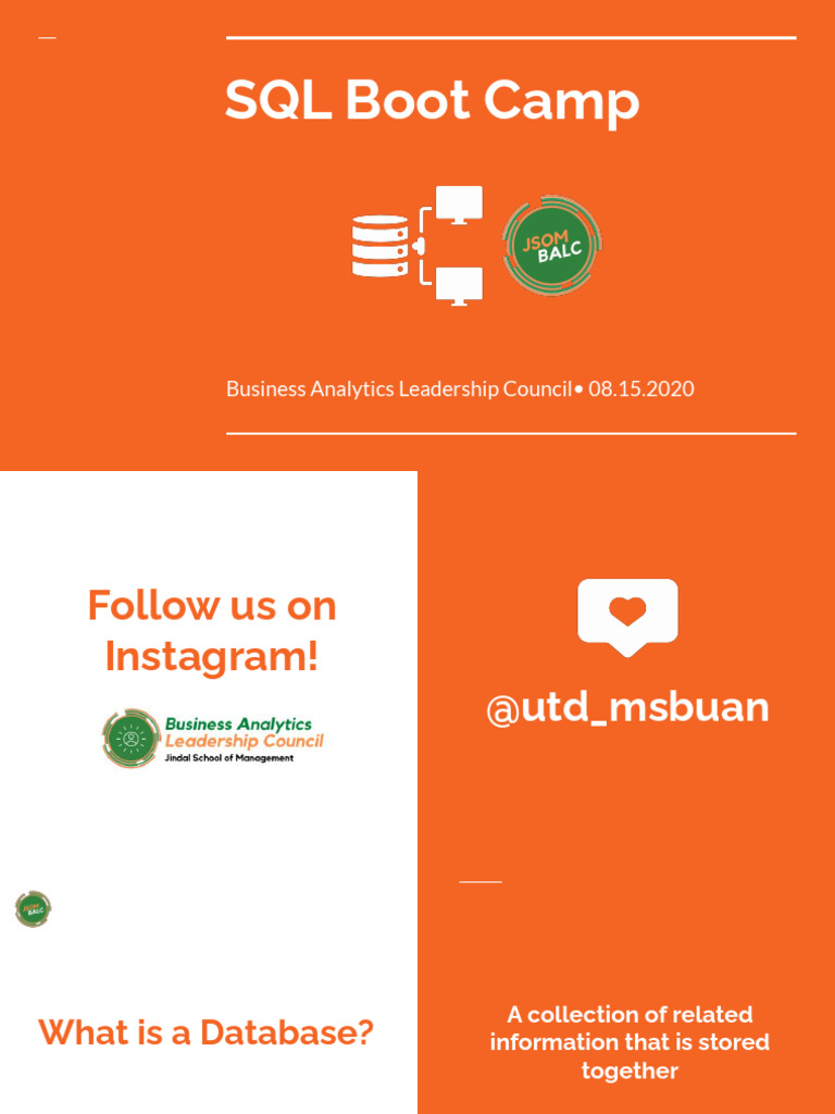 SQL Boot Camp Presentation | PDF | Databases | Relational Database