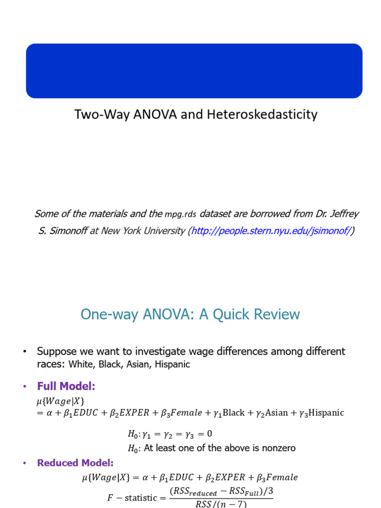 Two-Way ANOVA and Heteroskedasticity | PDF | Errors And Residuals ...
