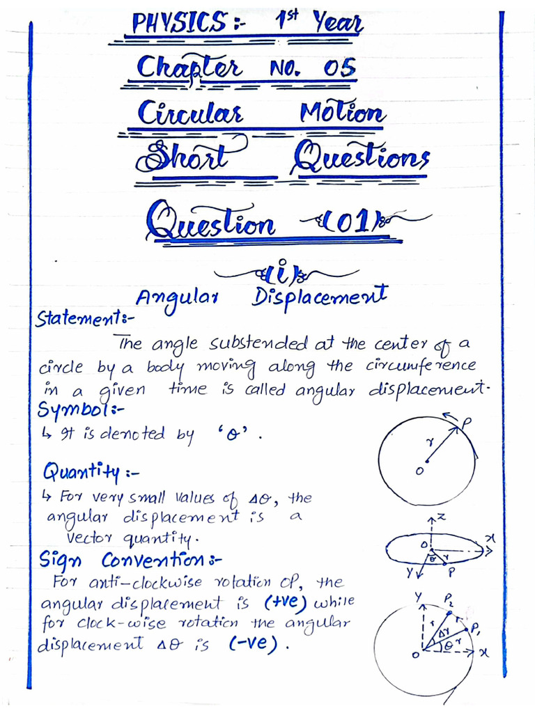 Ist Year Phy. Chap 5 Circular Motion | PDF