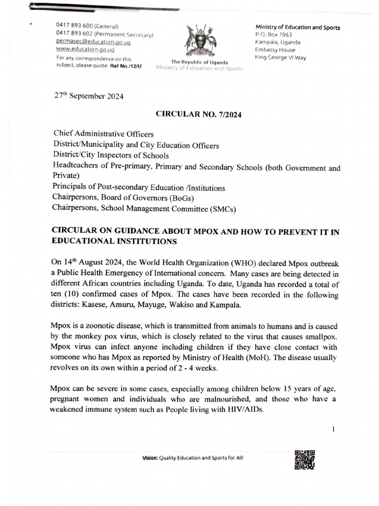 Mpox Circular and Guidelines | PDF