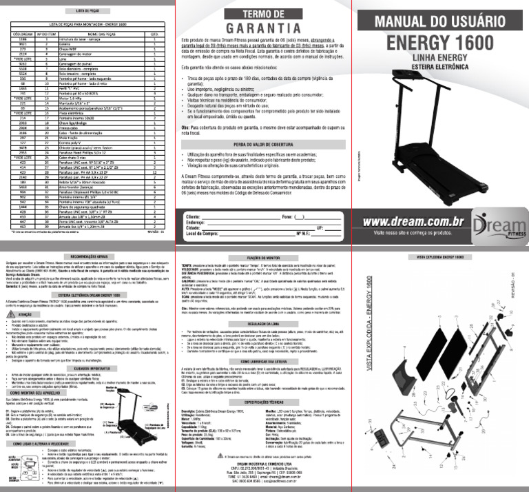 Manual Esteira-Dream-Concept-Dr-1600 | PDF