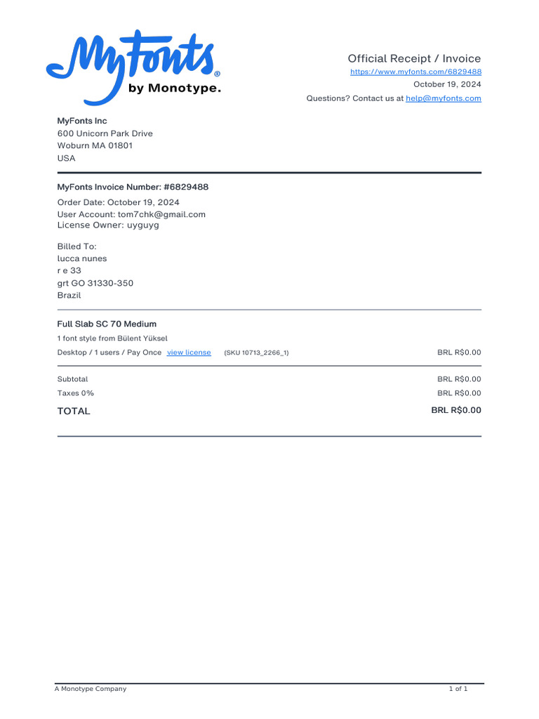 MyFonts Order 6197561786538 | PDF