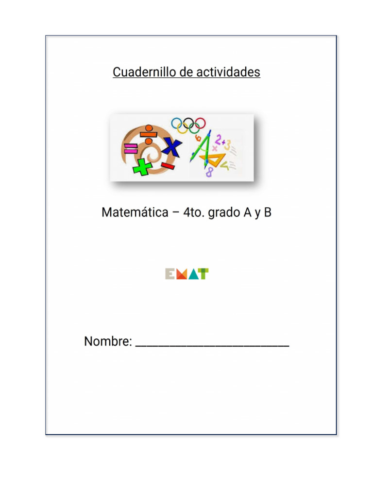 Cuadernillo Actividades Matematica 4to A y B 2024 | PDF