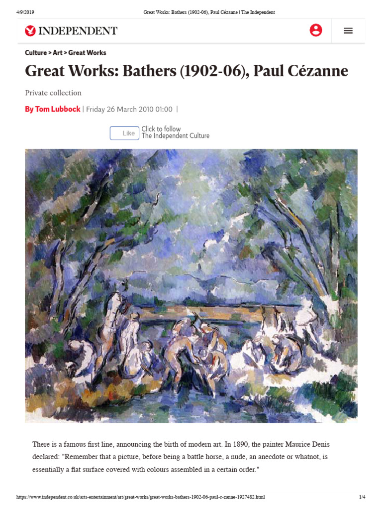 Great Works - Bathers (1902-06), Paul Cézanne - The Independent | PDF | Paul Cézanne | Paintings