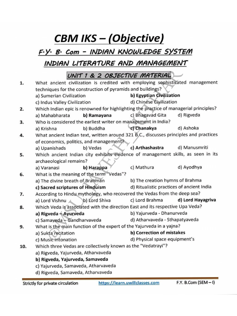 F.Y. B. Com - Indian Knowledge System Indian Literature and Management ...