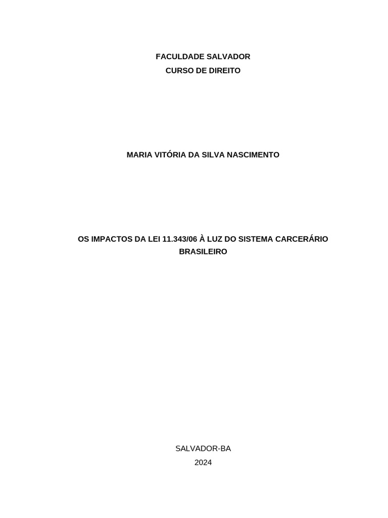 TCC Maria Vitória Nascimento - Versão Final | PDF | Drogas | Comércio ilegal de drogas