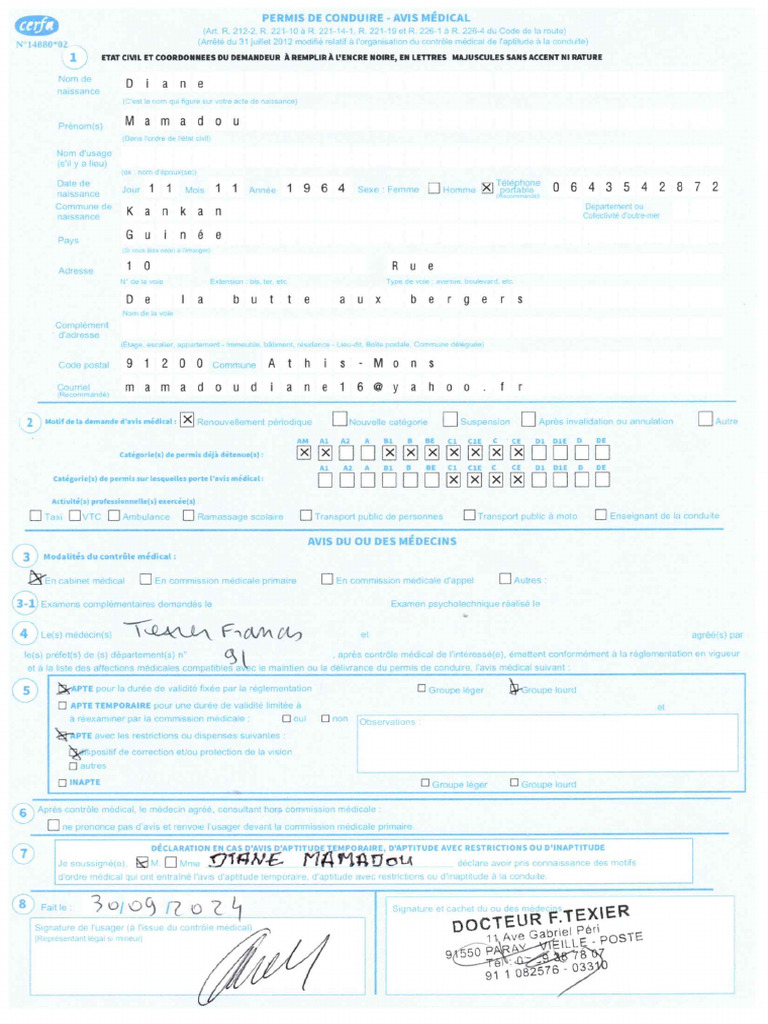 Avis Medical Permis de Conduire | PDF