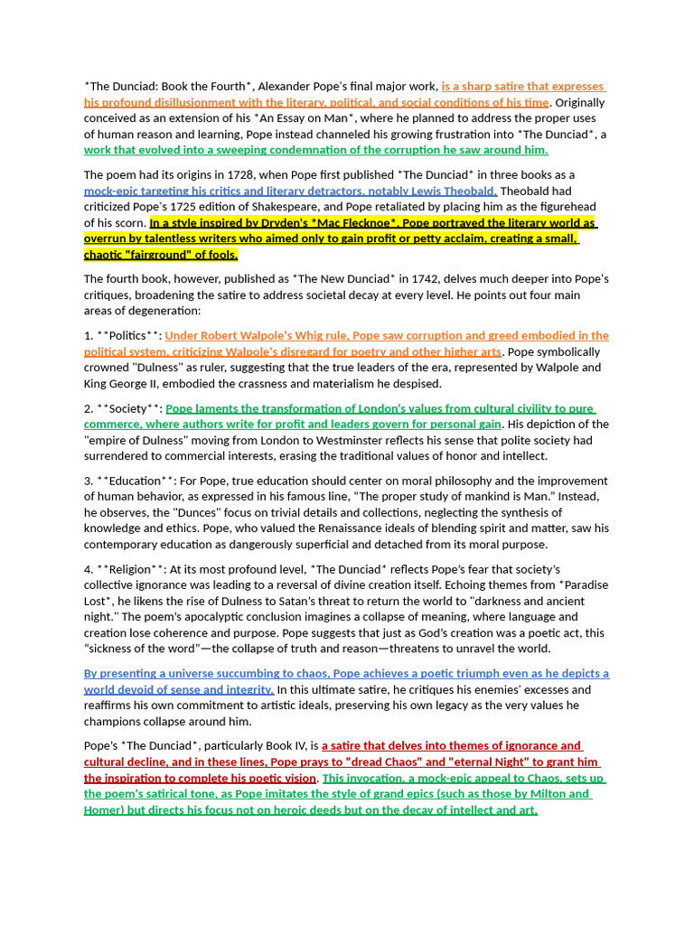 Pope | PDF | Satire | Thought