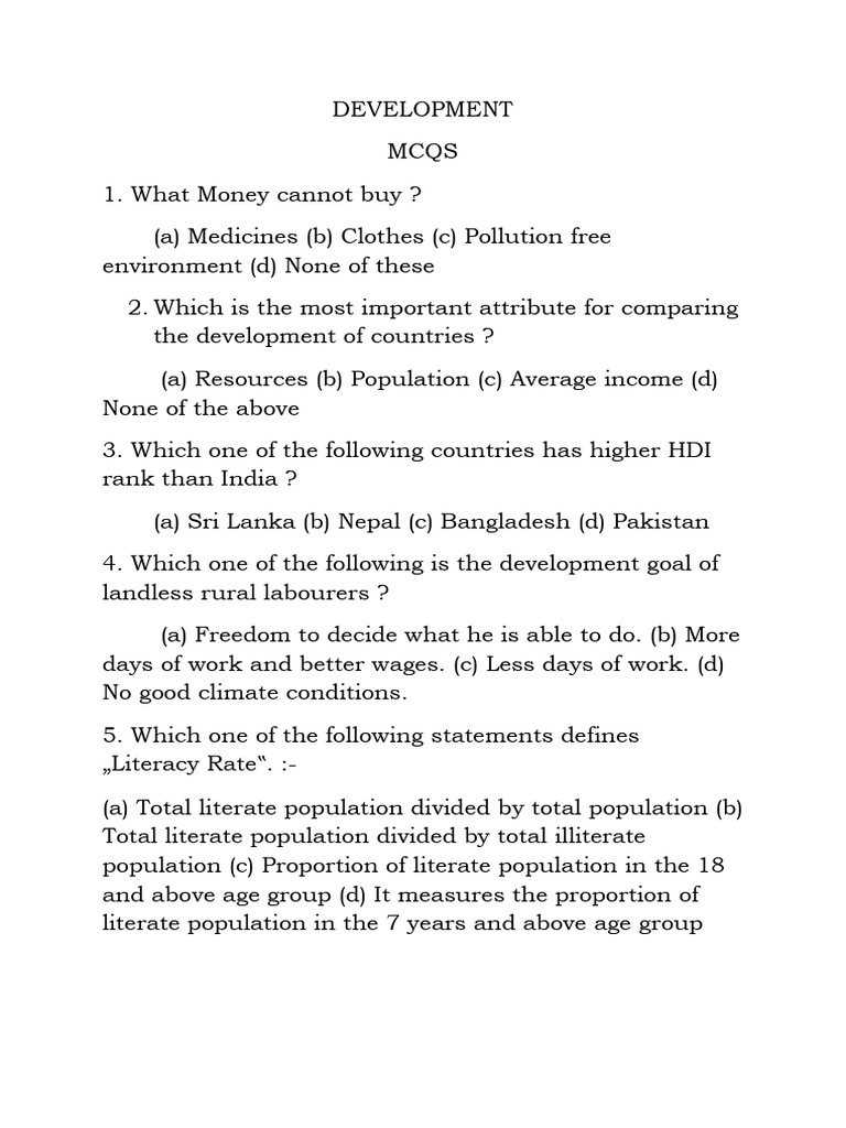 Practise Mcqs of Development | PDF | Literacy | Reason