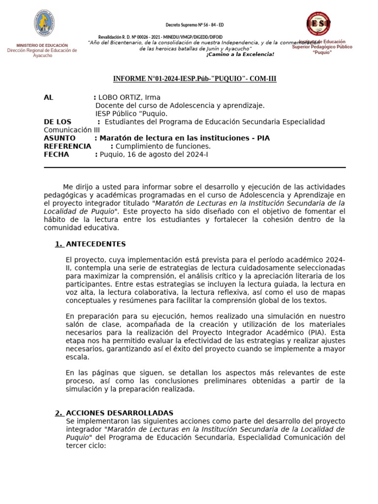 Maratón de Lectura en Puquio 2024 | PDF | Constructivismo (filosofía de la educación) | Pedagogía