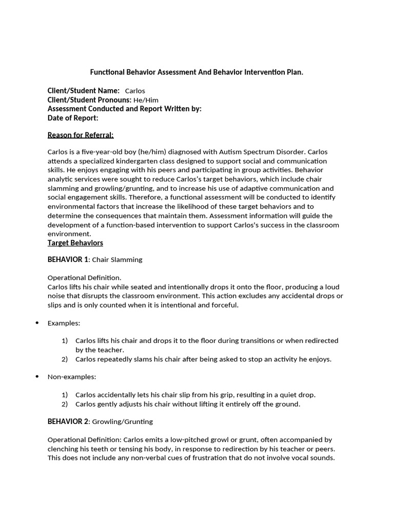 Functional Behavior Assessment and Behavior Interv | PDF | Teachers ...