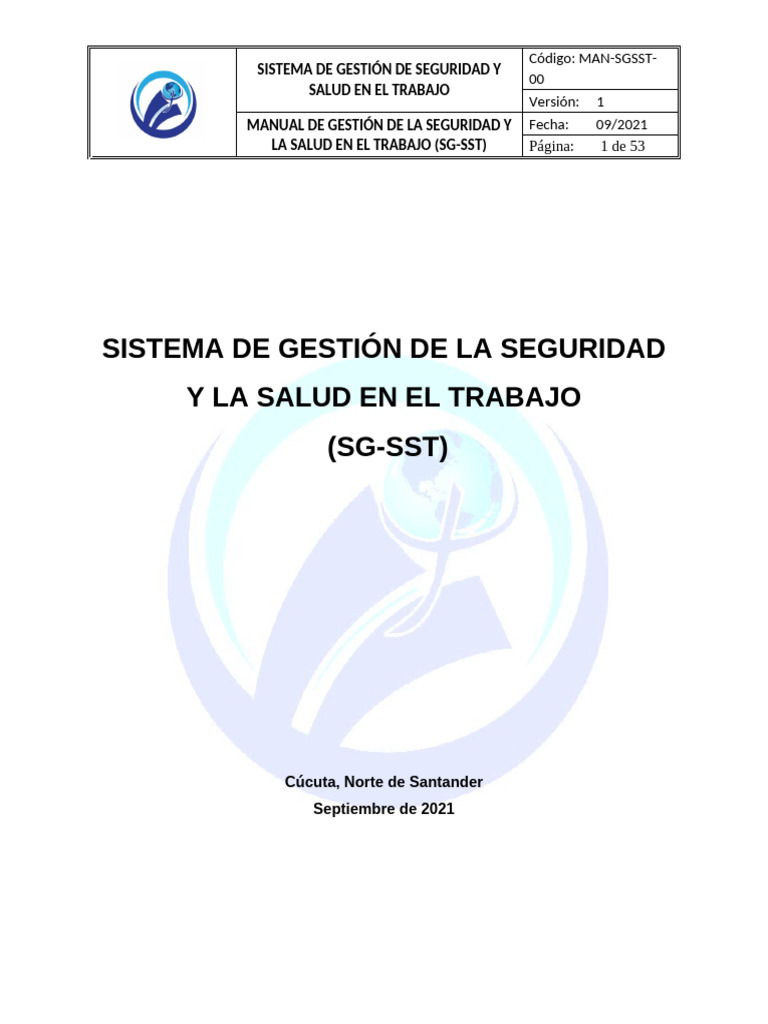 Man Sgsst 00 Manual De Sgsst Pdf Seguridad Y Salud Ocupacional