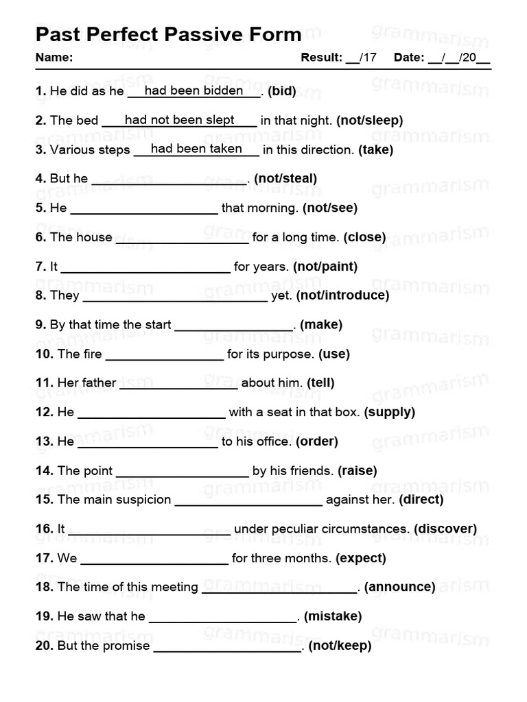 Past Perfect - Passive 1 | PDF