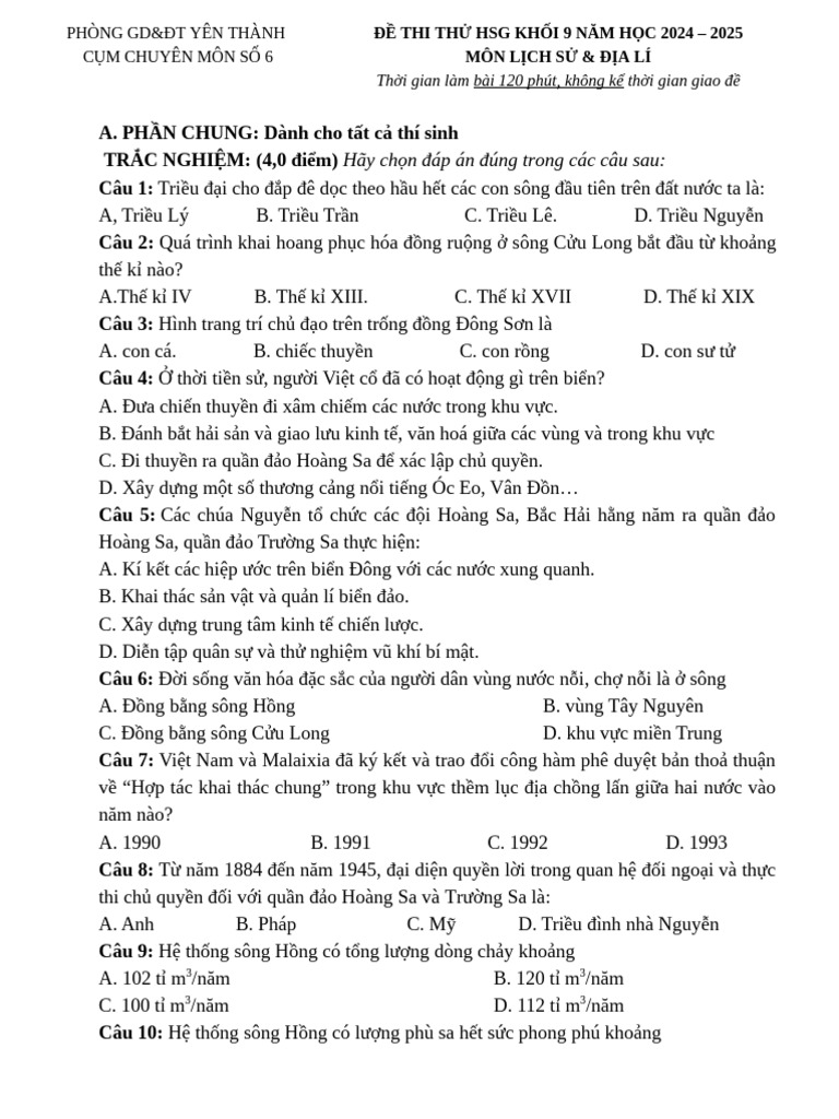 ĐỀ THI LS&ĐL | PDF