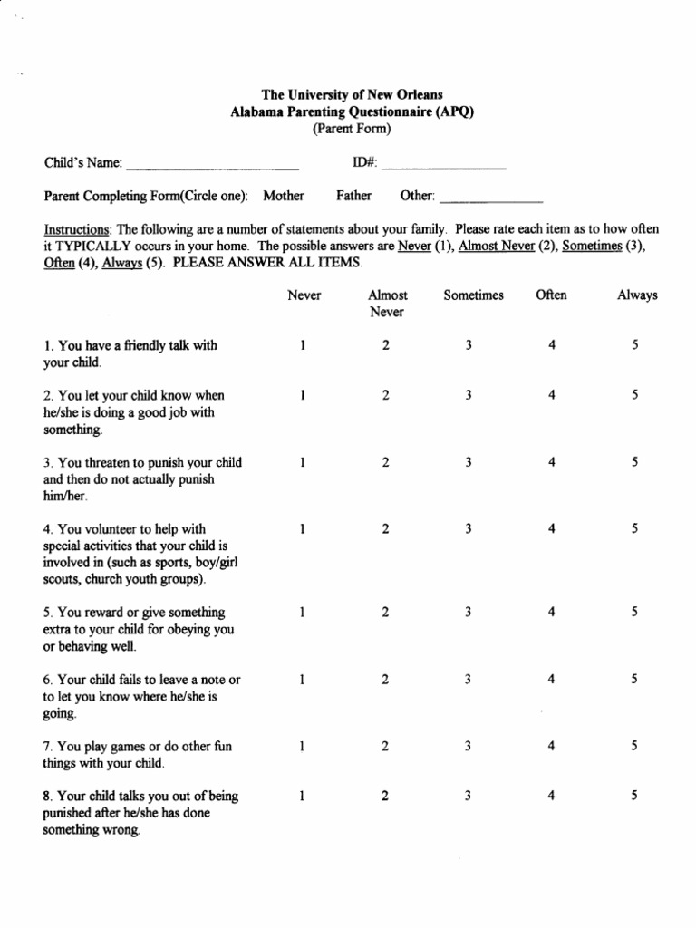 Apg Parent Form | PDF