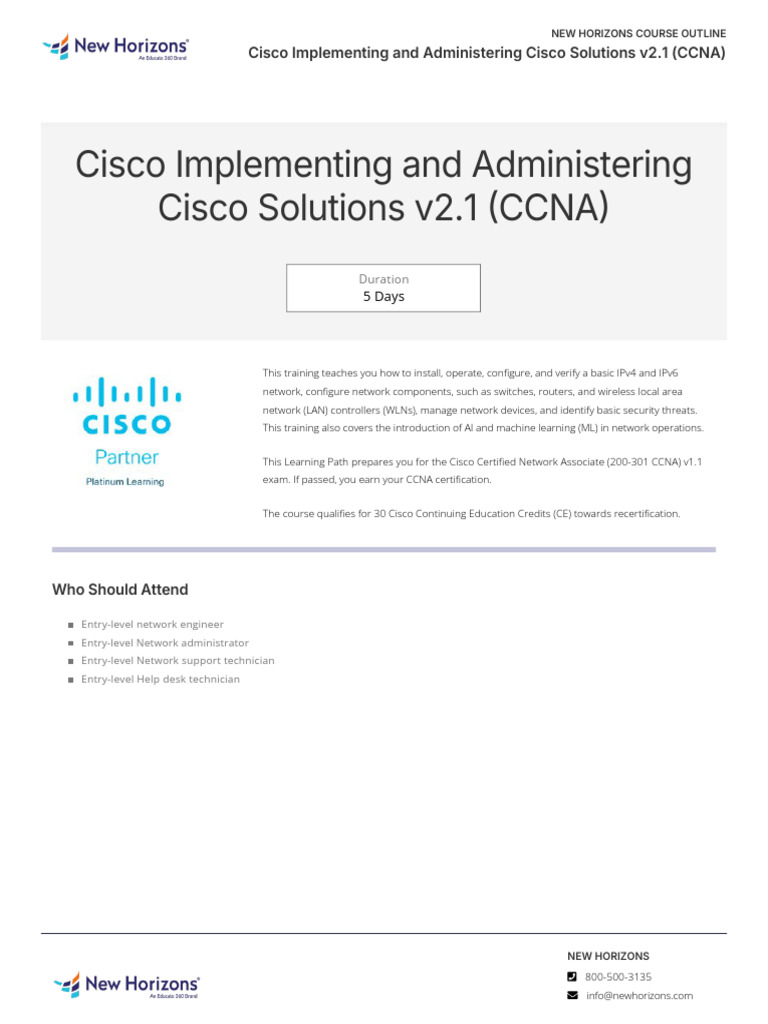 Cisco CCNA v2.1 Course Overview | PDF | Computer Network | Ip Address